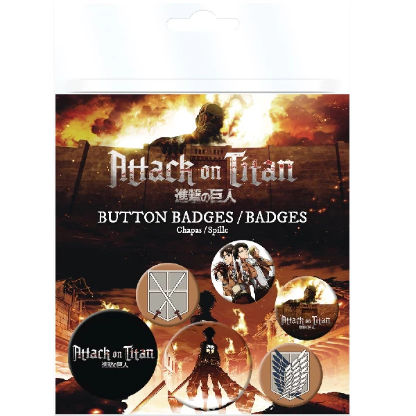 ATTACK ON TITAN CAST 6PC BADGE PACK - ABYSSE AMERICA INC - preview usa ...